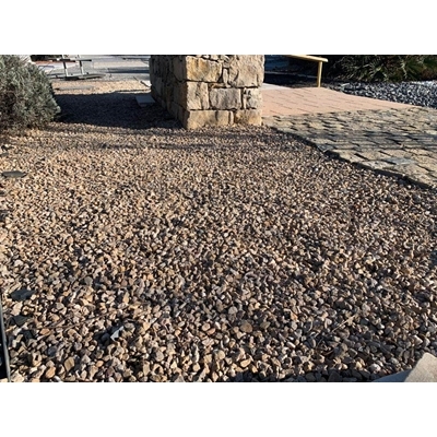 Gravillon décoratif, couleur grès jaune, calibre 6,3 - 12,5 mm | Thomas Sograma Matériaux